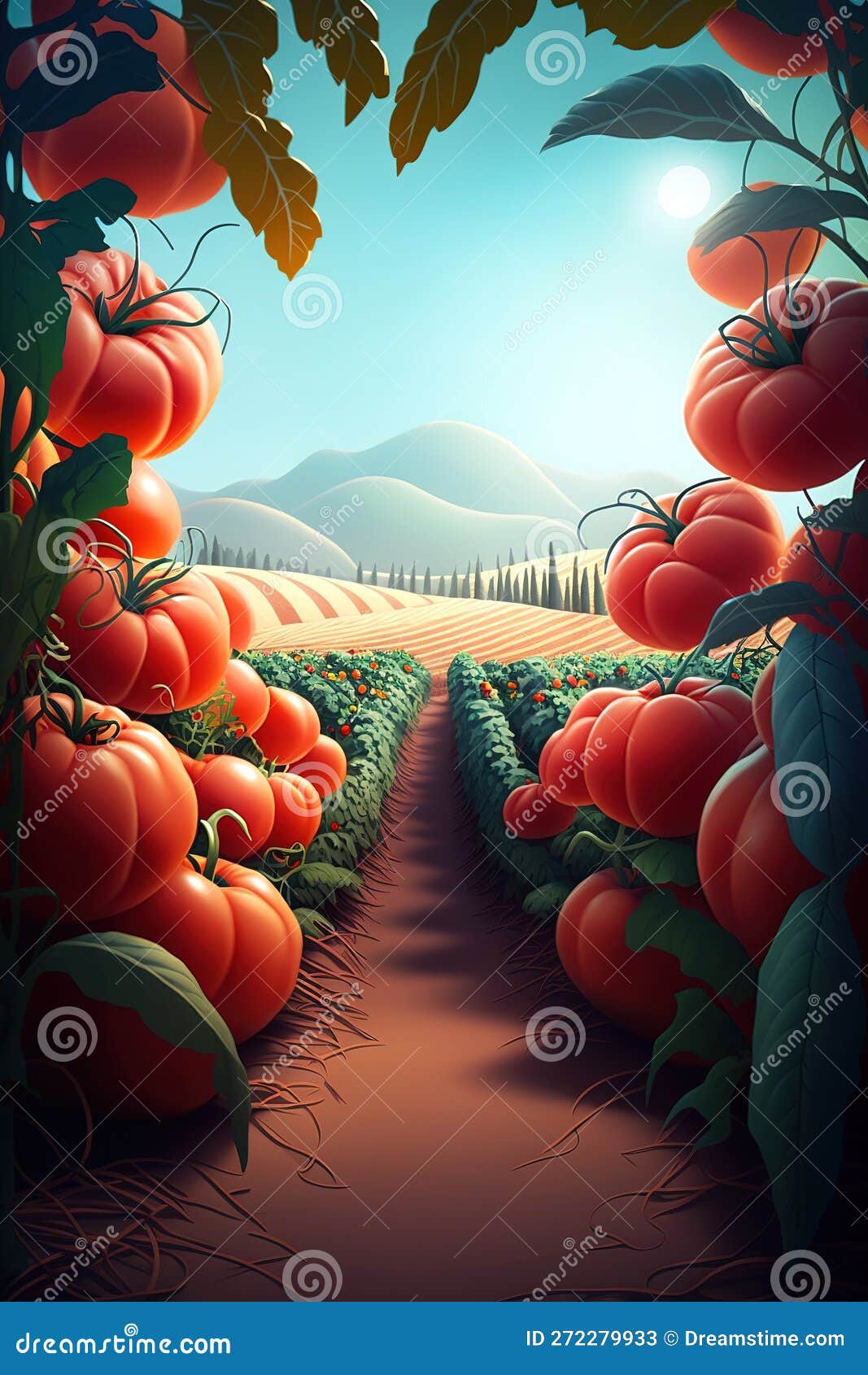 Organic tomato farm. stock illustration. Illustration of garden - 272279933
