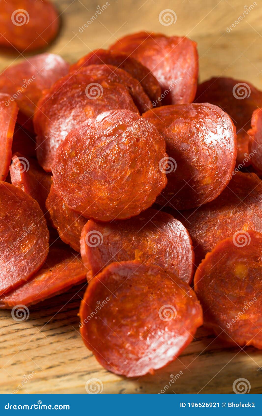 Organic Uncured Italian Pepperoni Slices Stock Image - Image of ...