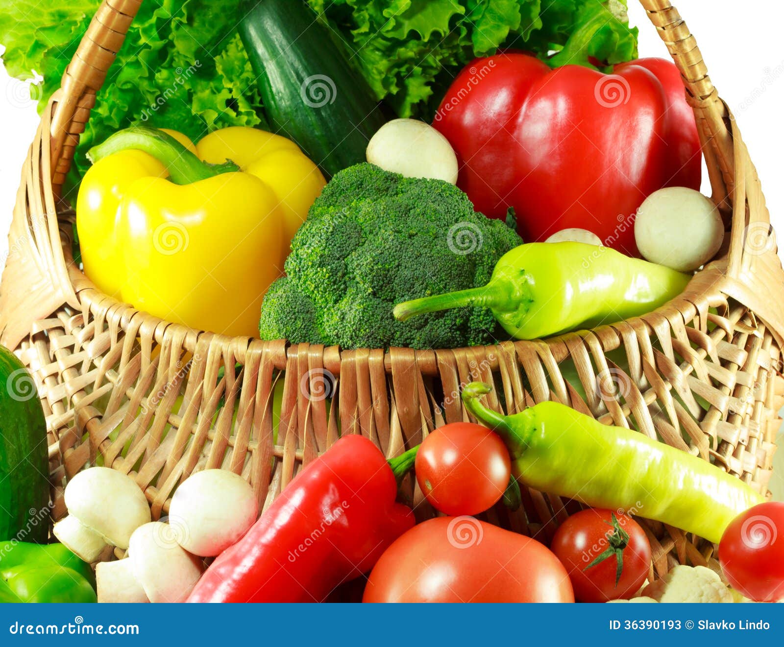 Organic Vegetables in a Wicker Basket Stock Image - Image of mushrooms ...