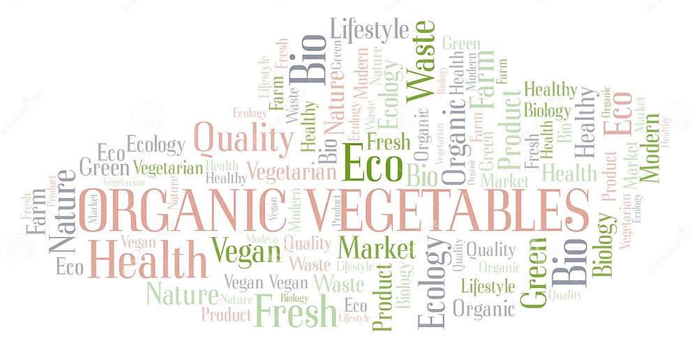 Organic Vegetables Word Cloud Stock Illustration - Illustration of ...