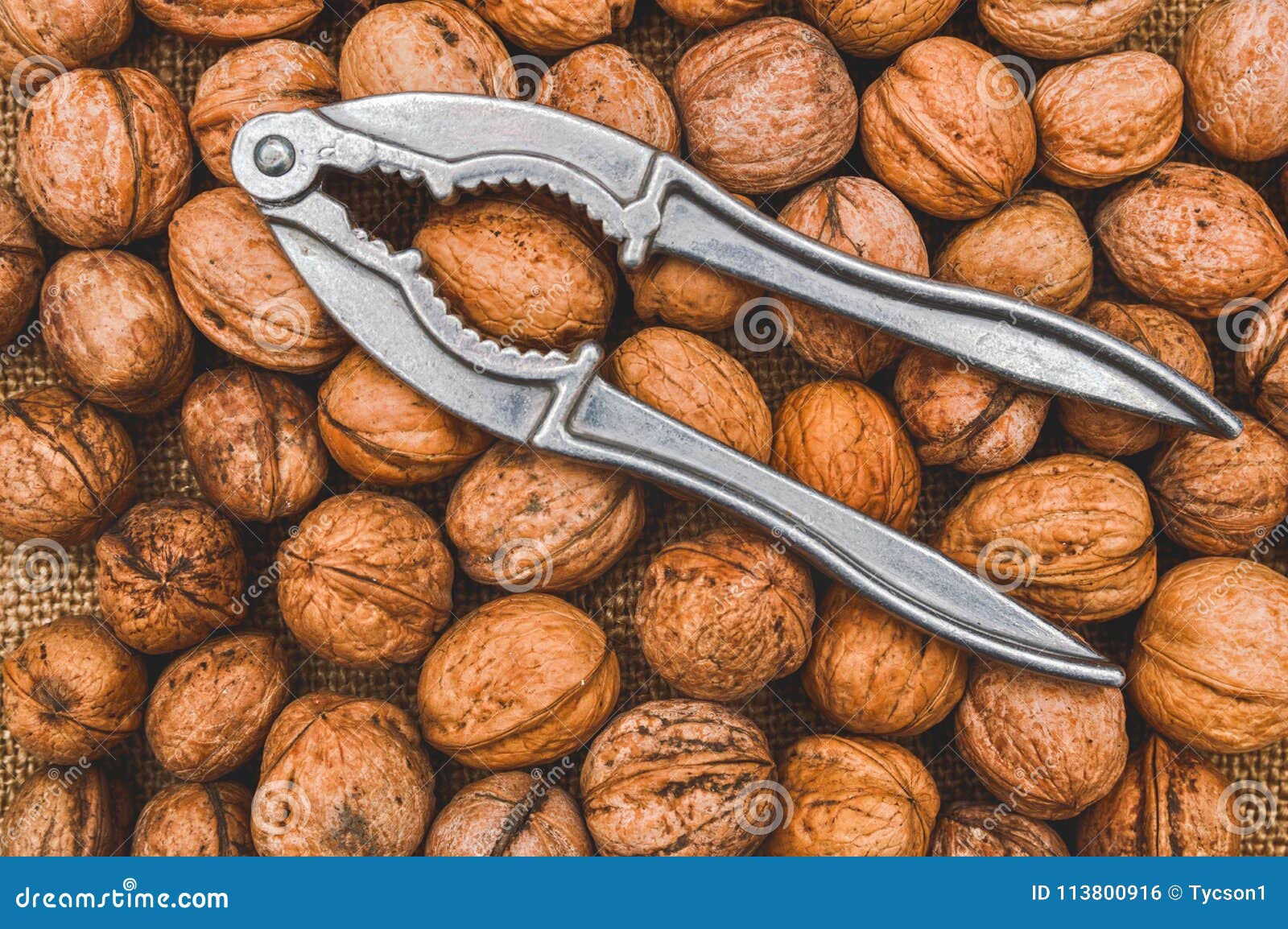 Organic Walnuts with Nut Cracker on Sackcloth Stock Photo - Image of ...