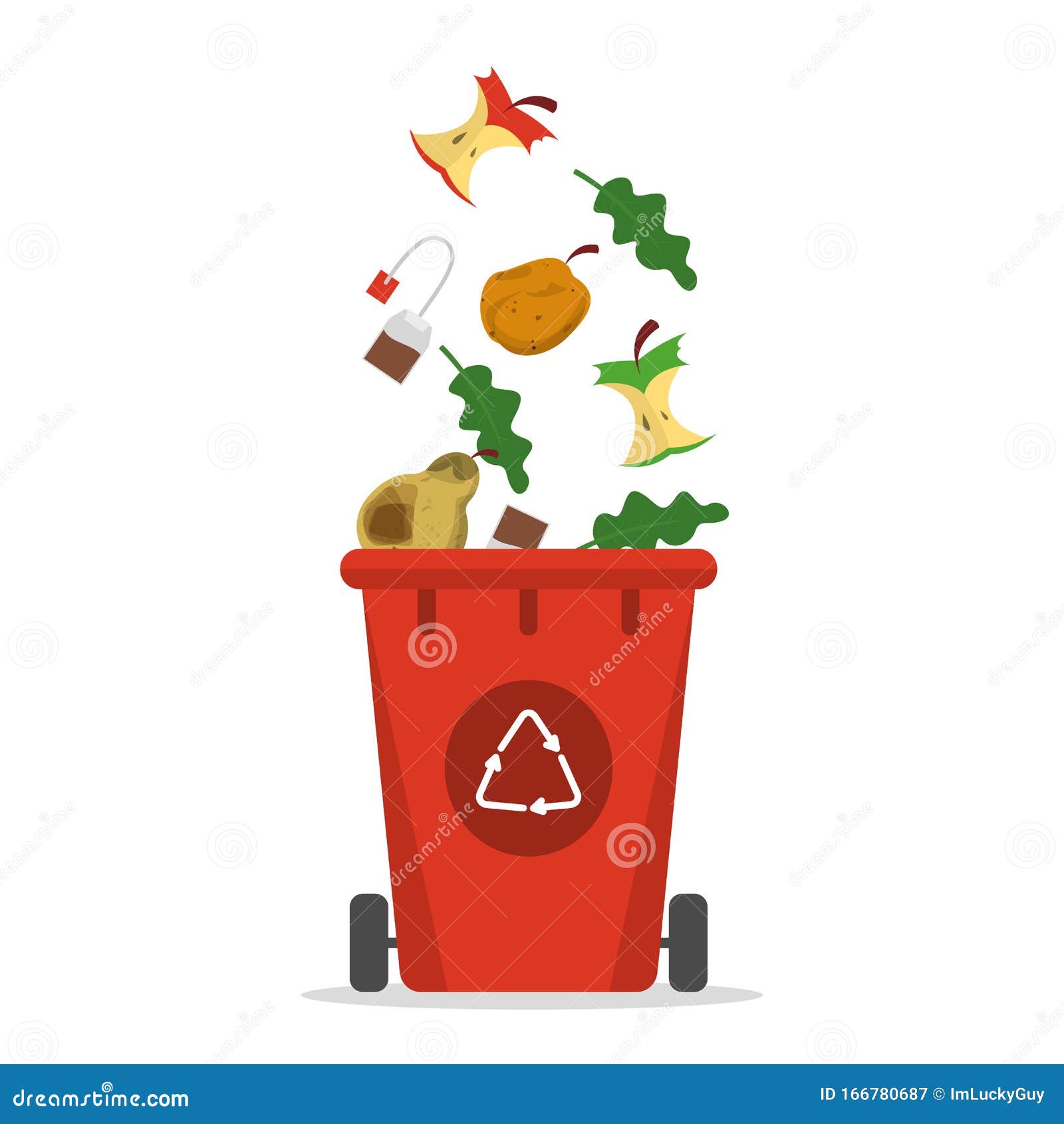 Organic Waste Falling in the Trash Bin Vector Isolated Stock ...