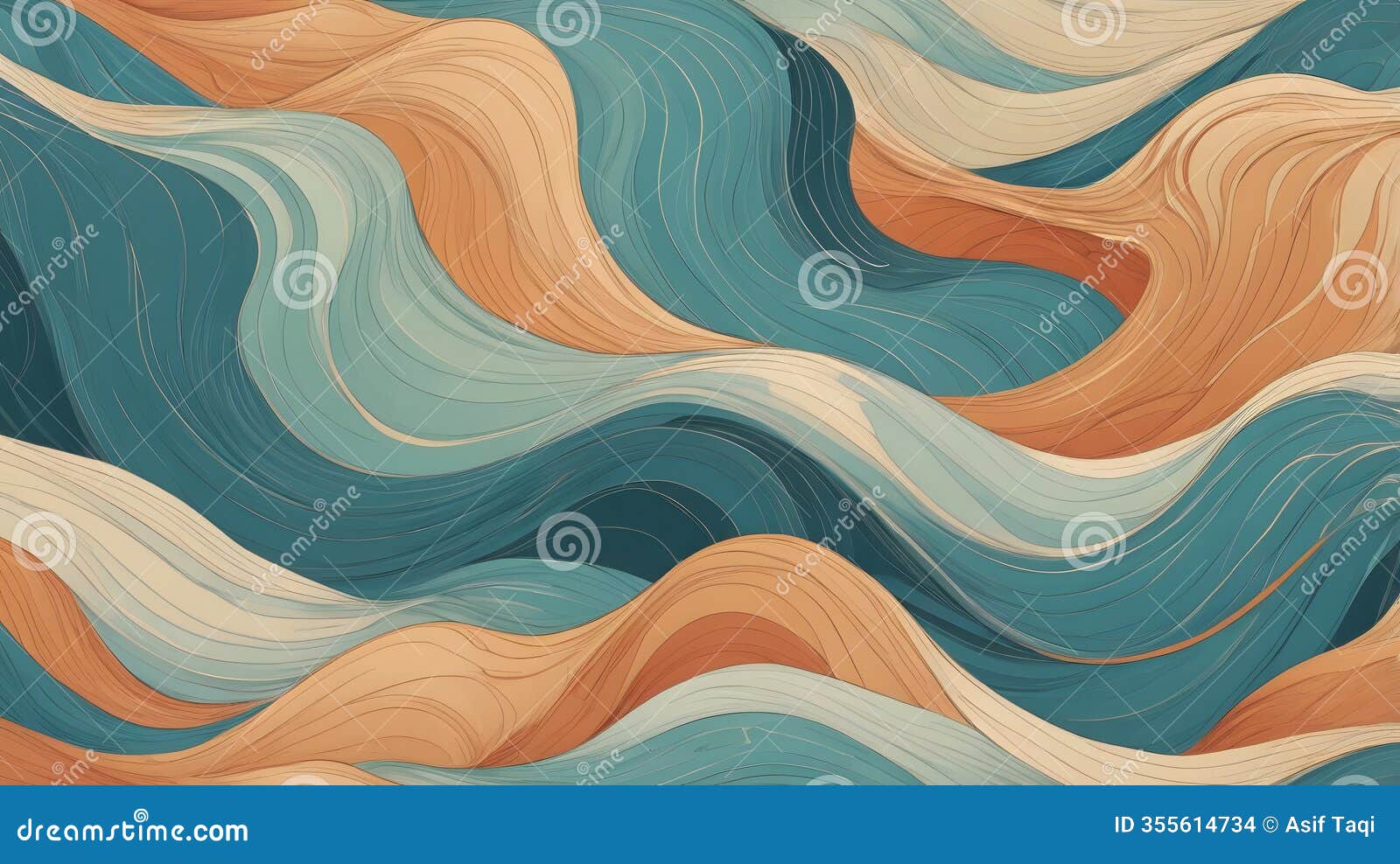 Organic Wave-like Forms Flowing Seamlessly Pattern. Stock Illustration ...