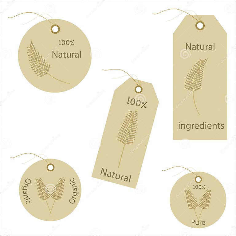 Organic Wheat Natural Labels / Tags Stock Illustration - Illustration ...