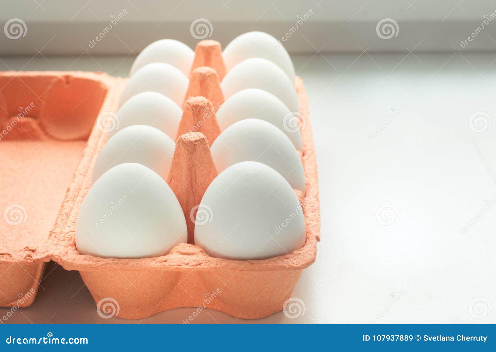 Organic White Eggs in Egg Box. Close Up. Stock Image - Image of chicken ...