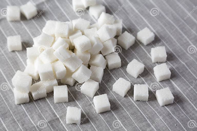Organic White Sugar Cubes on Cloth, Low Angle View Stock Photo - Image ...
