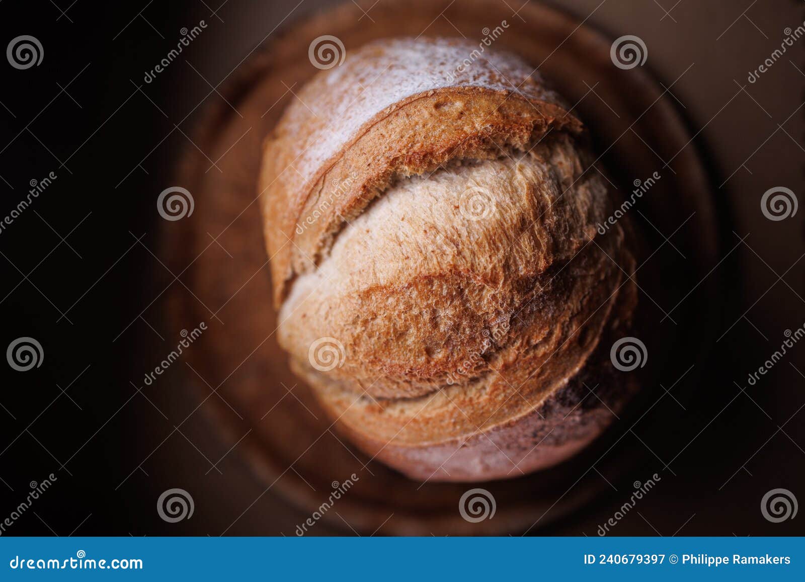 Round bread bun closeup stock image. Image of bread - 240679397