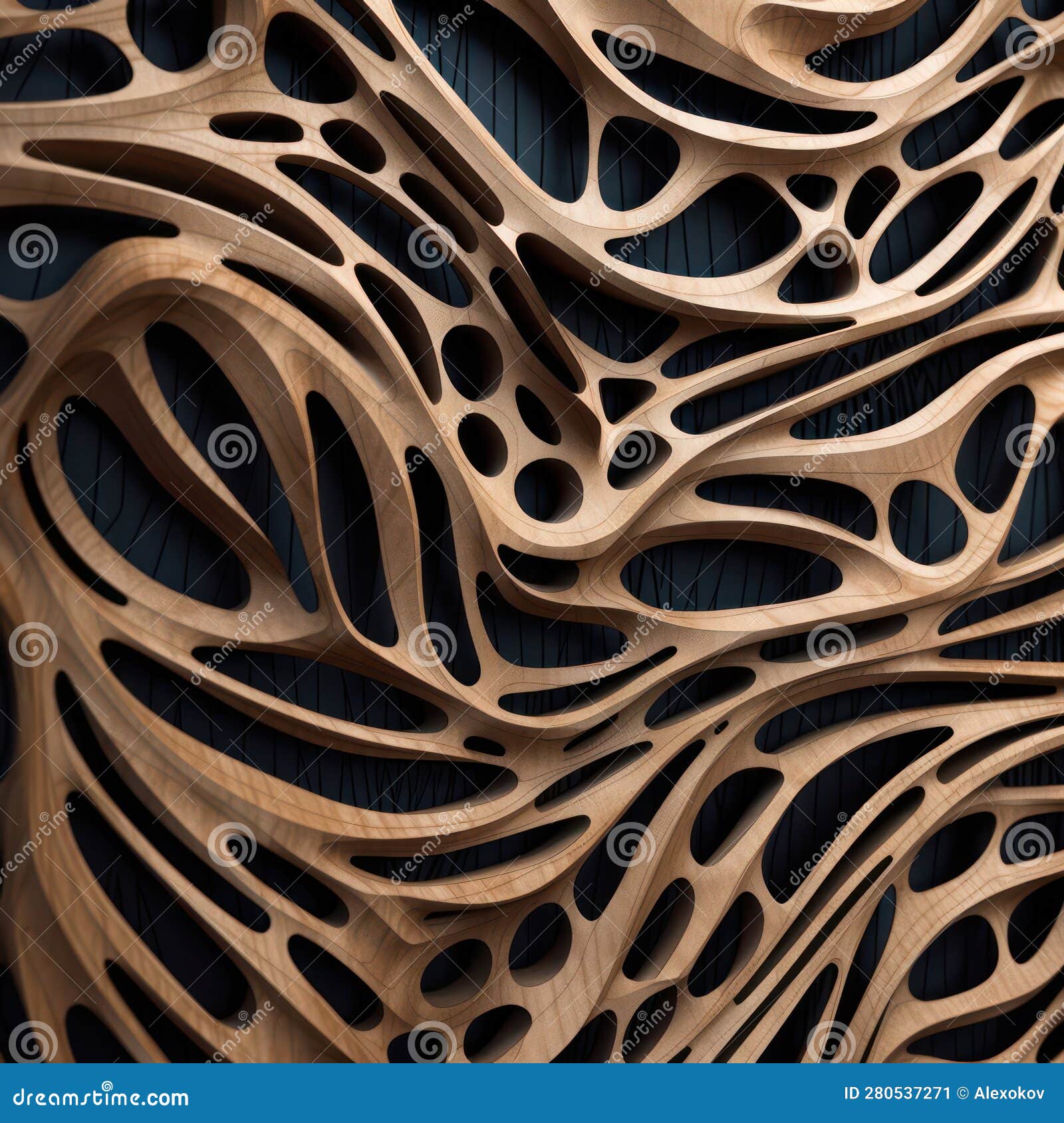 Organic Wooden Structure with Striations in Infinity Nets Style . Stock ...