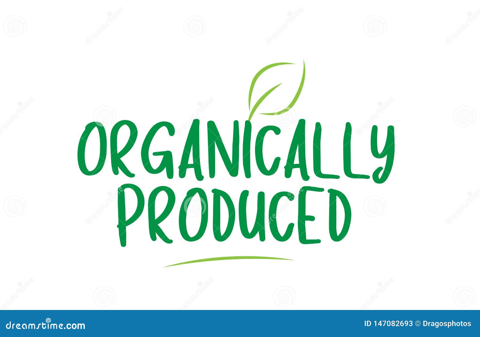 Organically Produced Green Word Text with Leaf Icon Logo Design Stock ...