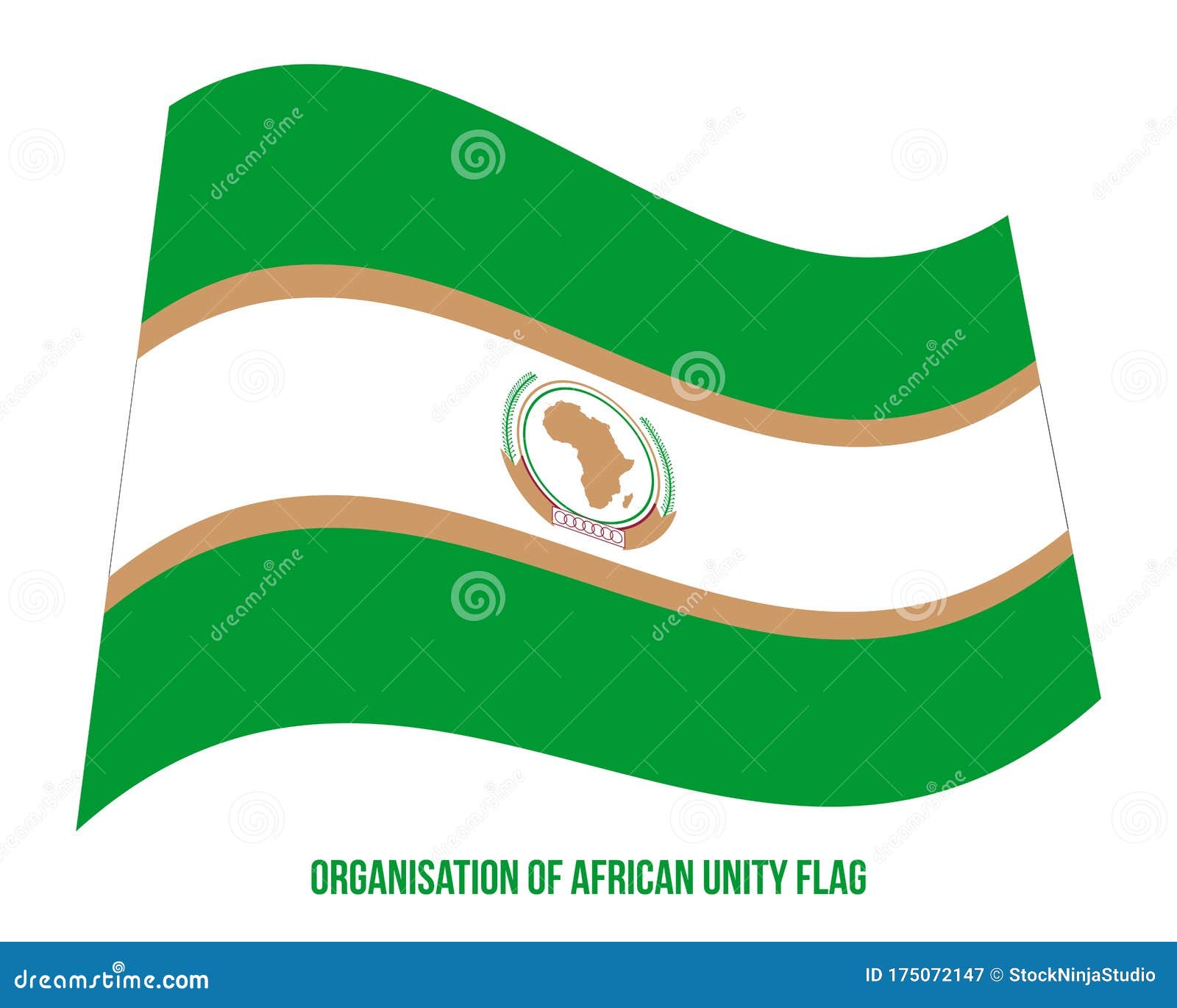 Organisation Of African Unity Flag Waving Vector Illustration On White ...