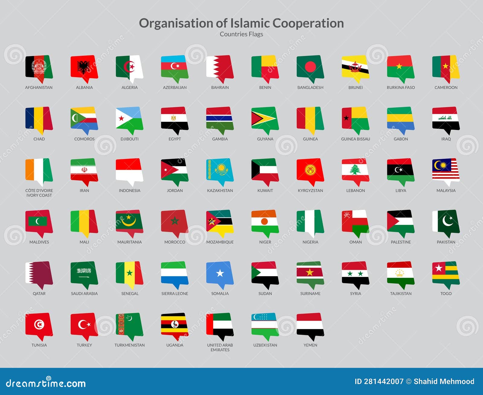 Organisation of Islamic Cooperation Countries Flag Icons Collection ...