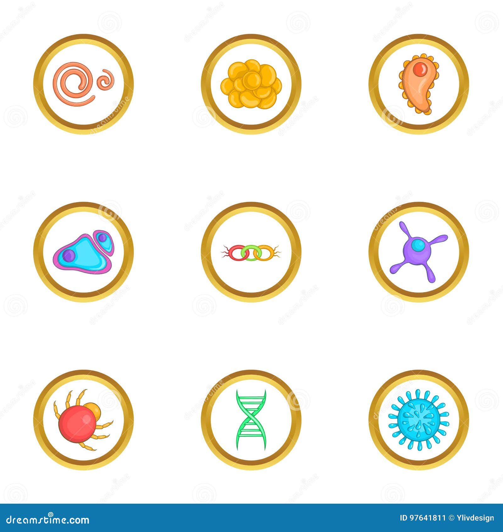 Organism Icons Set, Cartoon Style Stock Vector - Illustration of ...