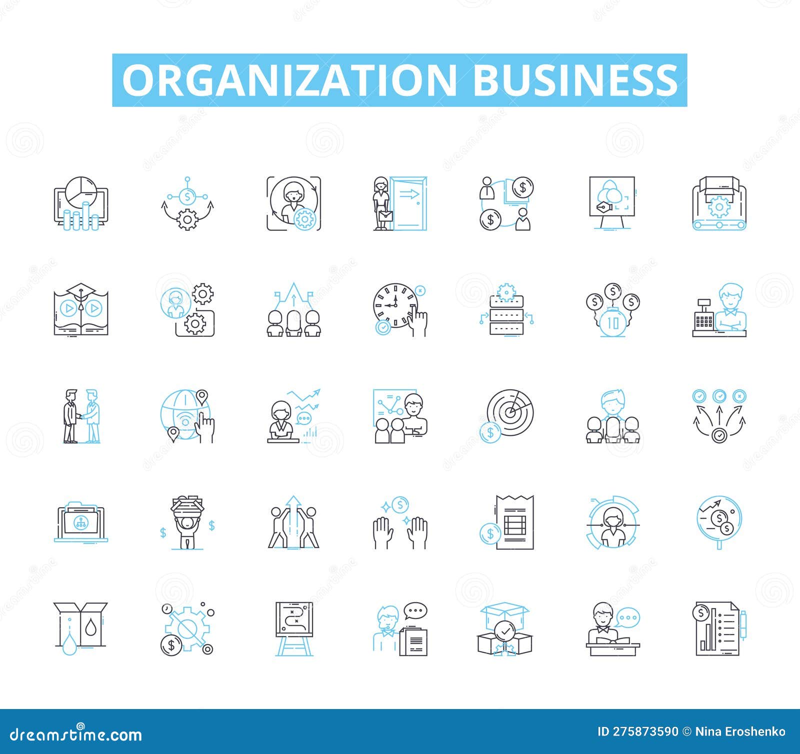 Organization Business Linear Icons Set. Efficiency, Streamlining ...