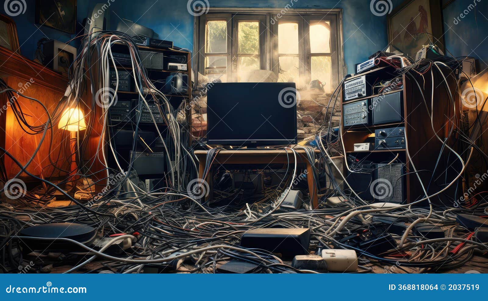 Cable Clutter Plugs Socket Colors Vector Illustration | CartoonDealer ...