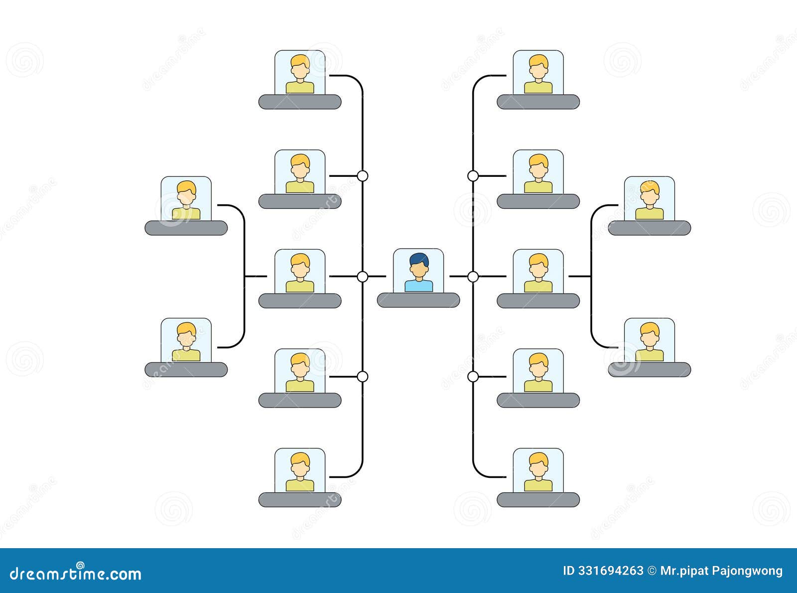 Organization Chart Infographics with People Icon and Abstract Line ...