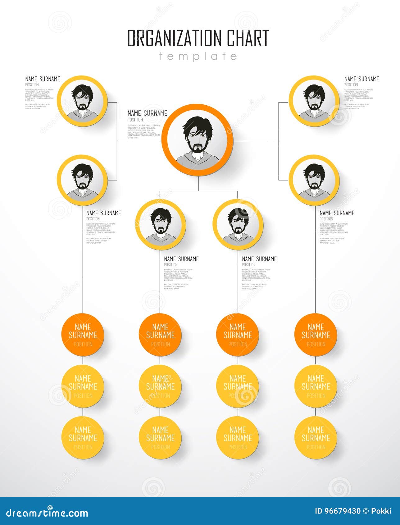 Organization Chart Template with Colorful Circles Stock Vector ...