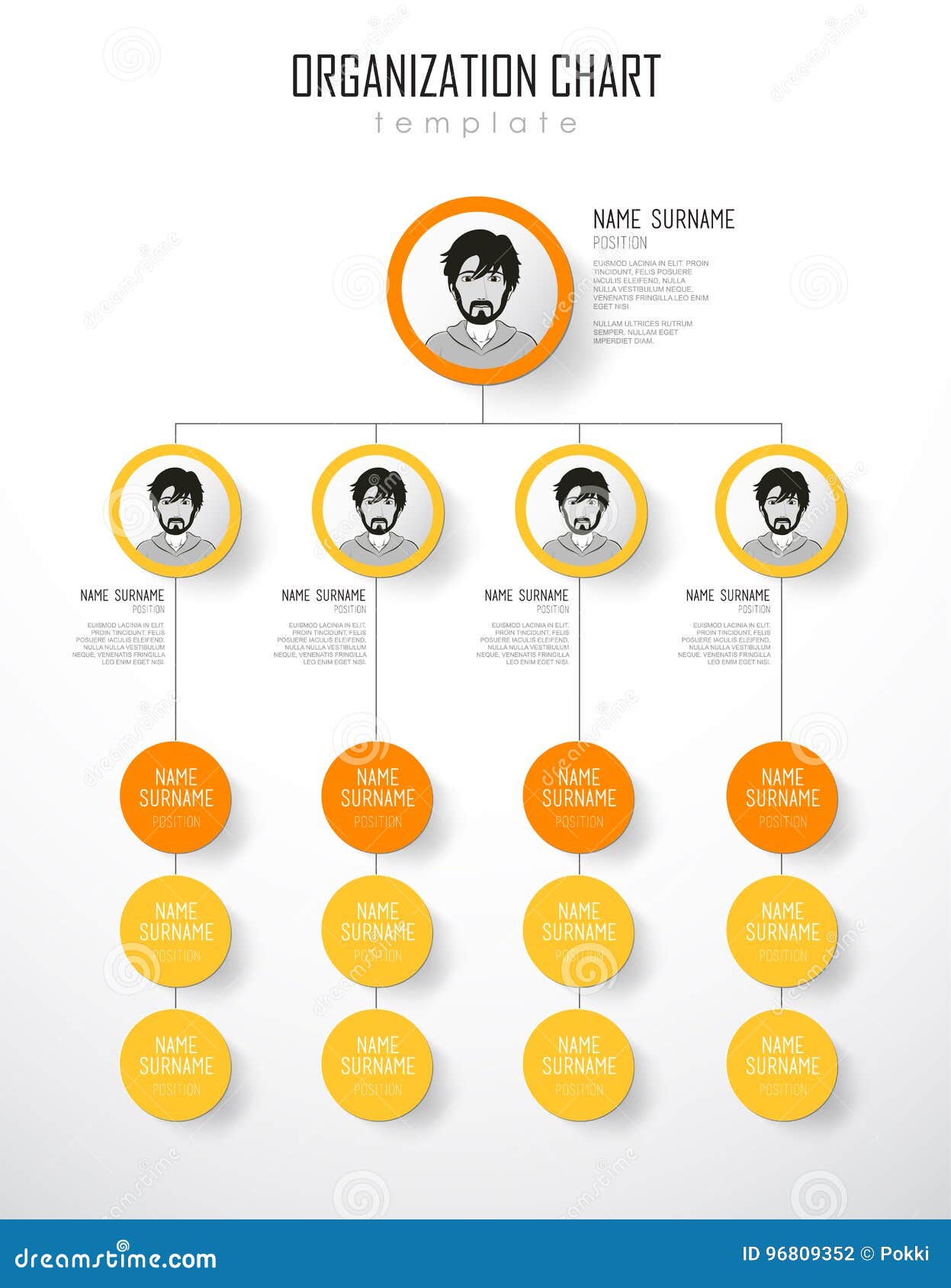 Organization Chart Template with Colorful Circles Stock Vector ...