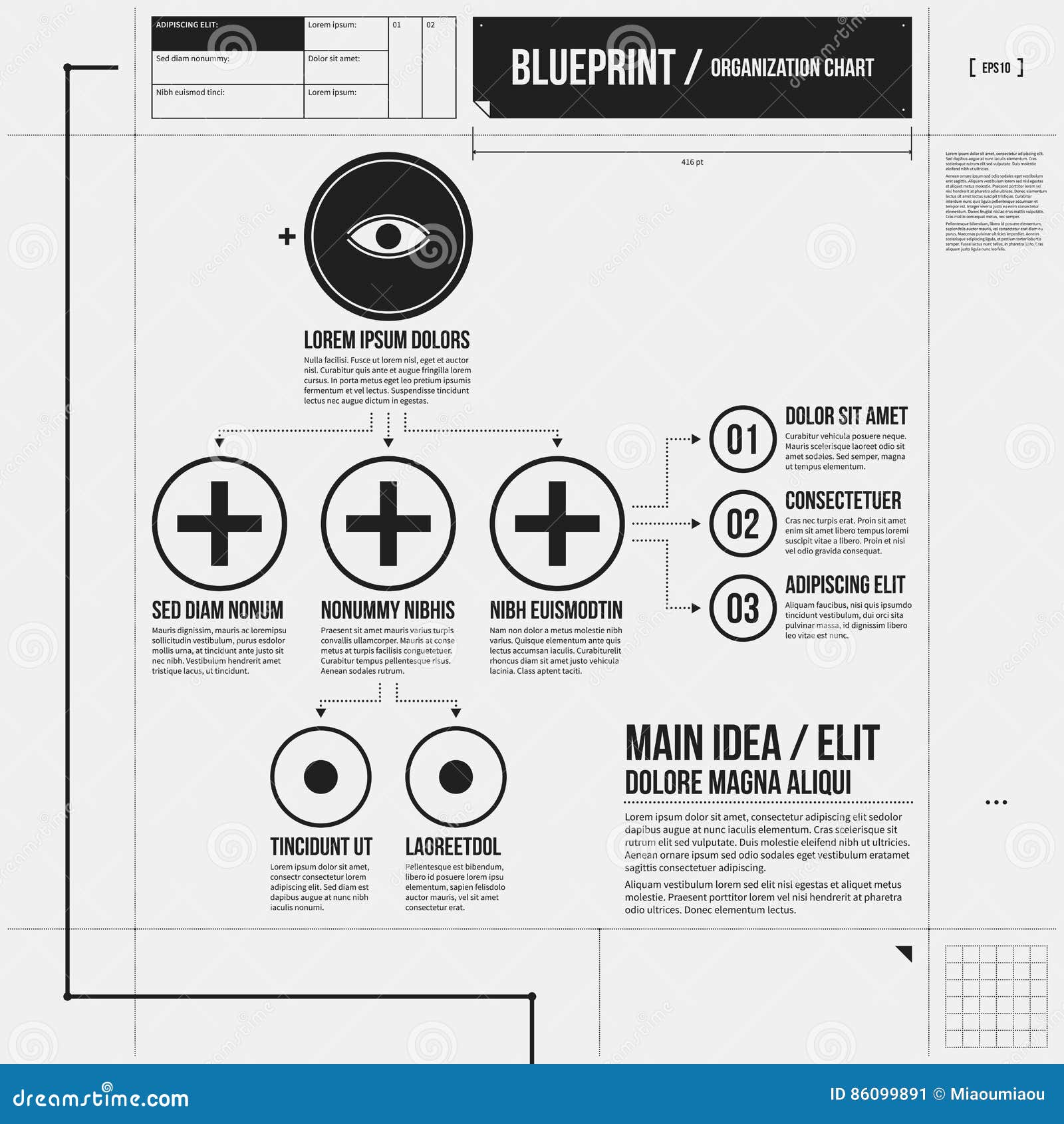 Organization Chart Template in Draft Style Stock Vector - Illustration ...