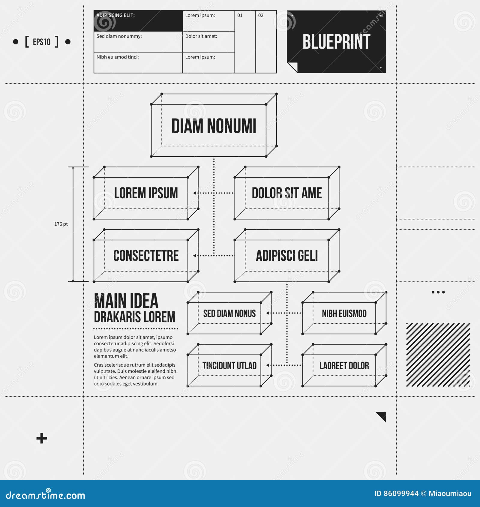 Organization Chart Template in Draft Style Stock Vector - Illustration ...