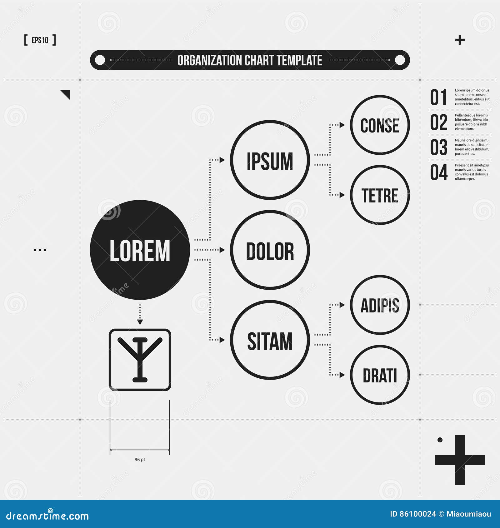 Organization Chart Template in Draft Style Stock Vector - Illustration ...