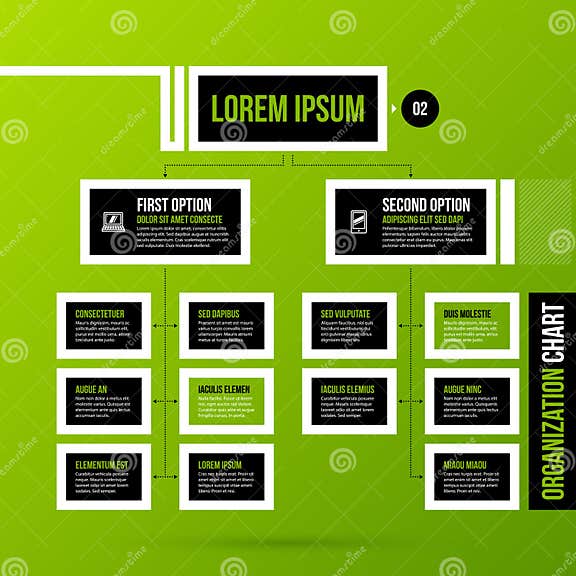 Organization Chart Template on Fresh Green Background Stock Vector ...