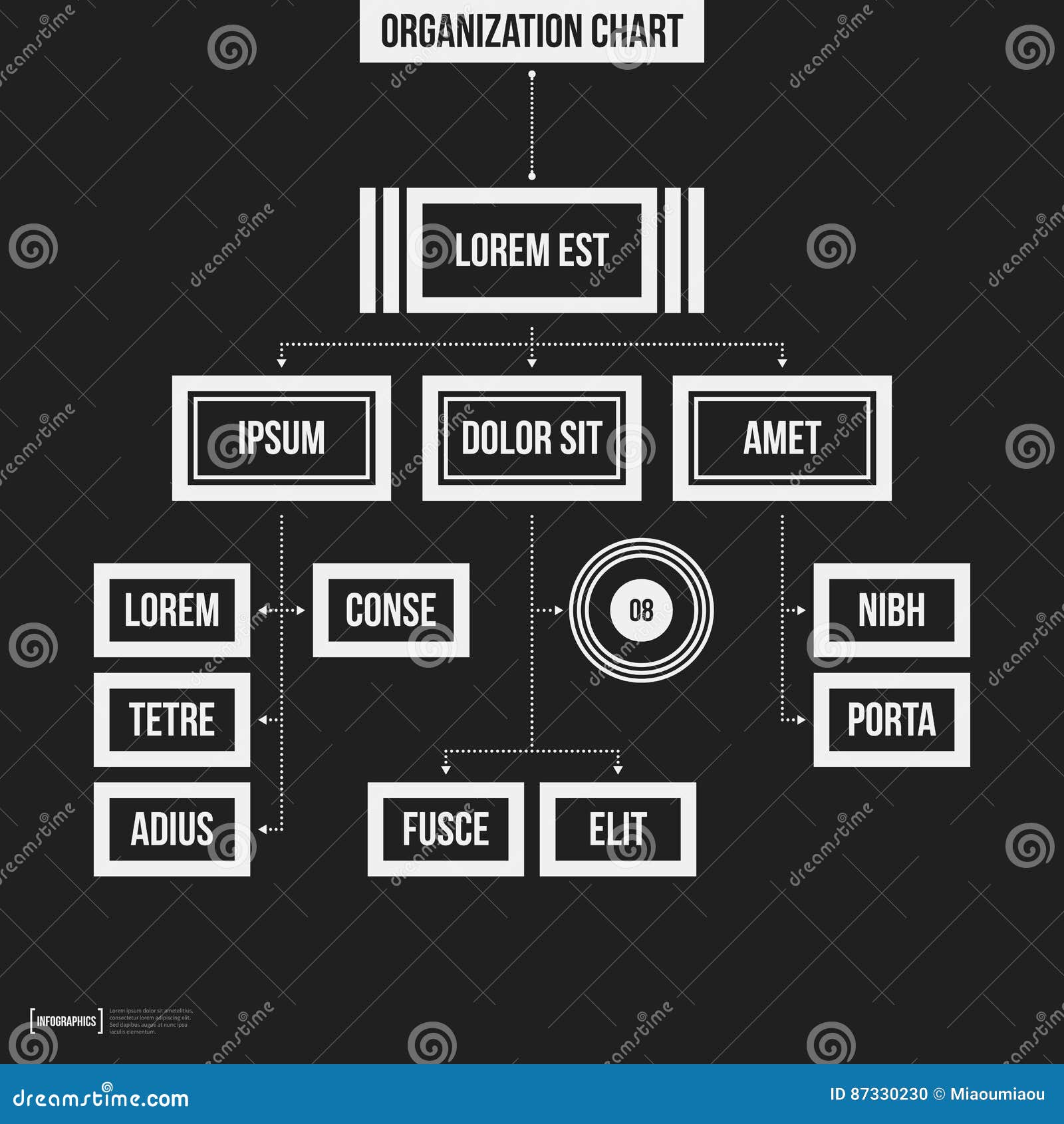 Organization Chart Template with Geometric Elements Stock Vector ...