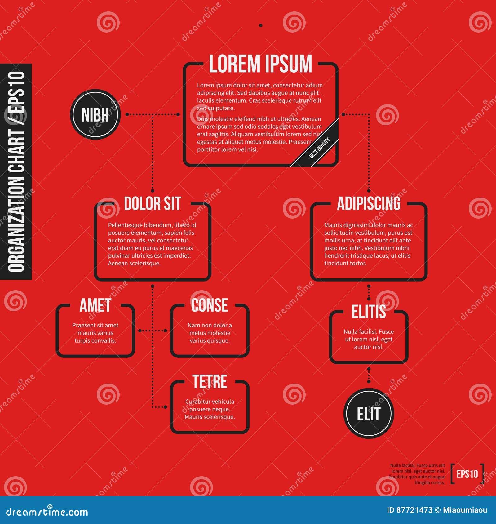 Organization Chart Template with Geometric Elements on Bright Red ...