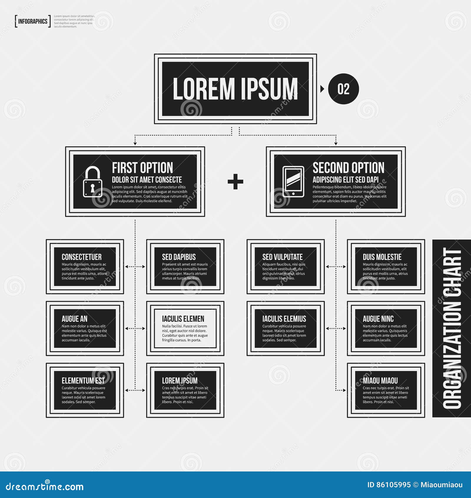 Organization Chart Template with Geometric Elements Stock Vector ...