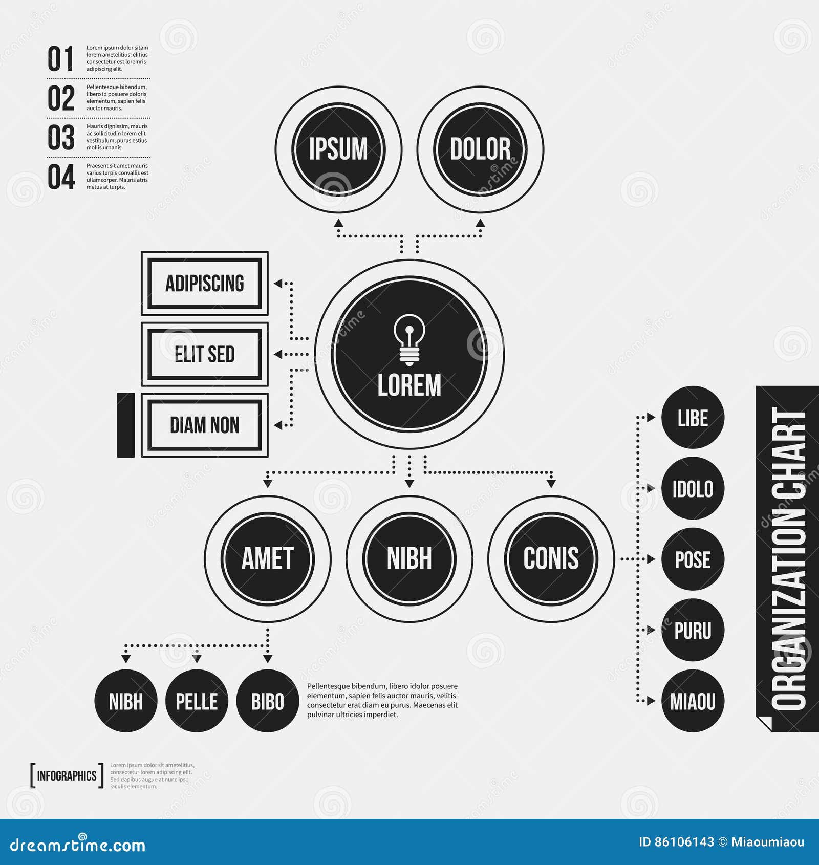 Organization Chart Template with Geometric Elements Stock Vector ...