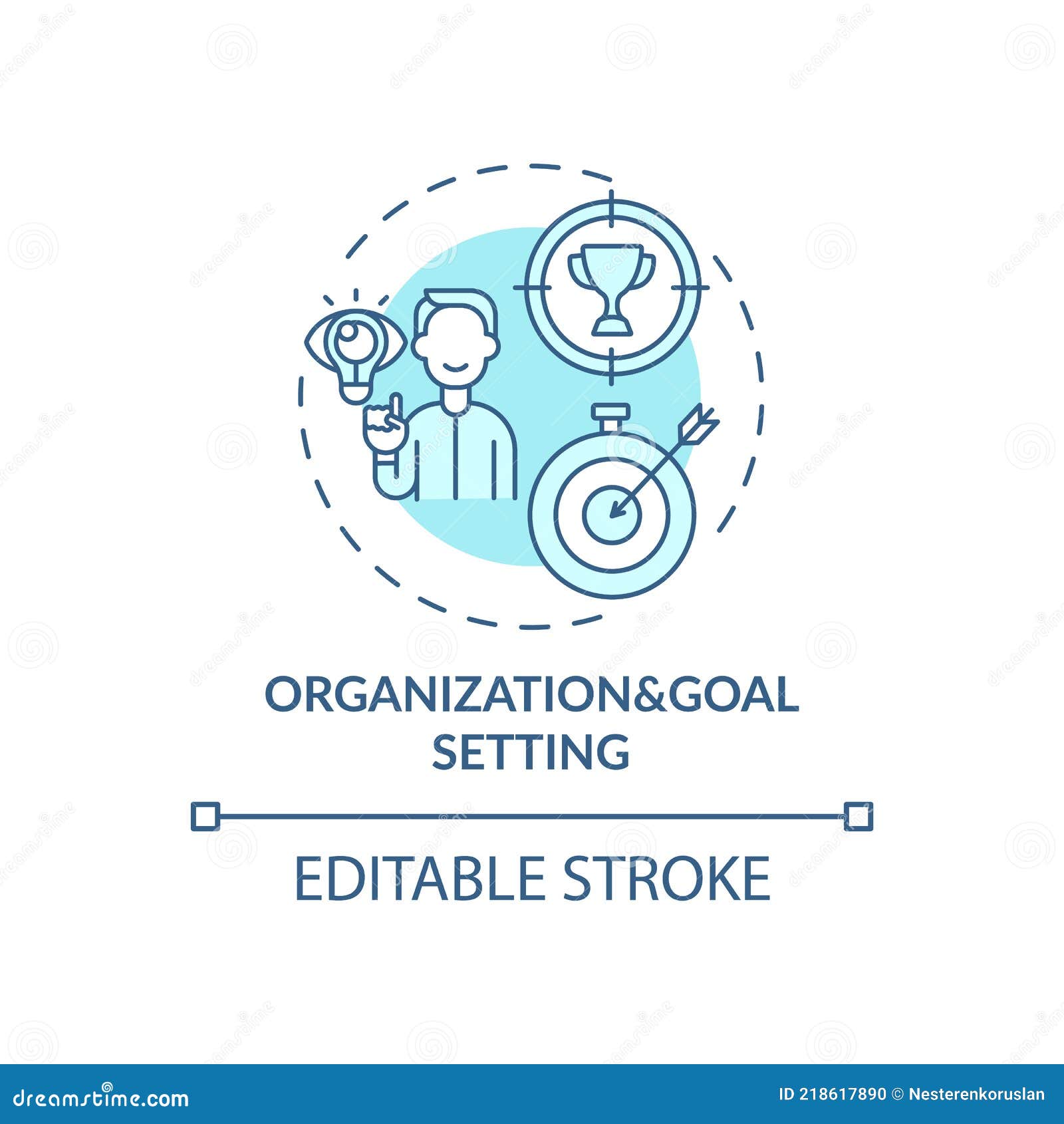 Organization and Goal Setting Blue Concept Icon Stock Vector ...