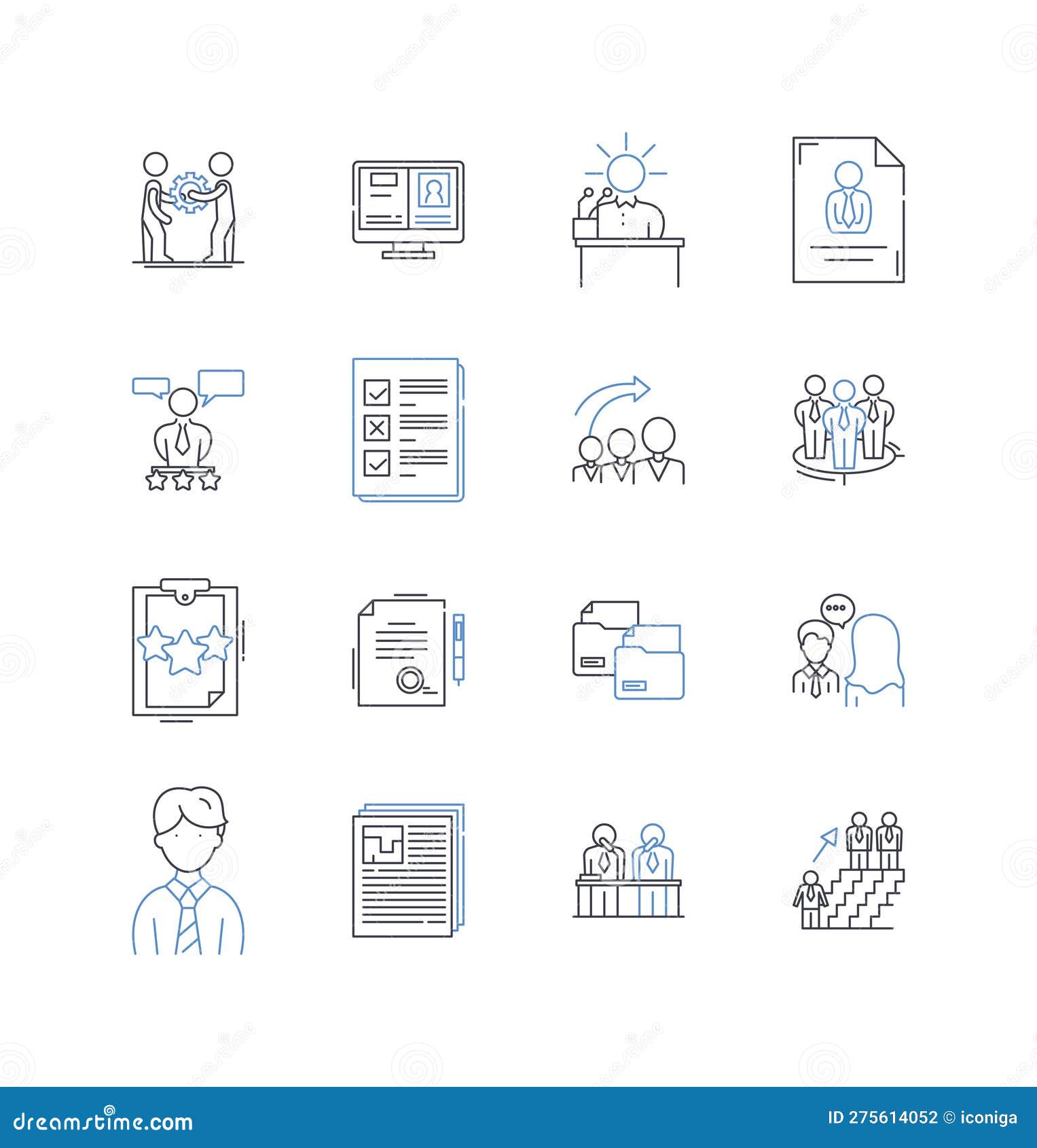 Organization Hub Line Icons Collection. Management, Collaboration ...