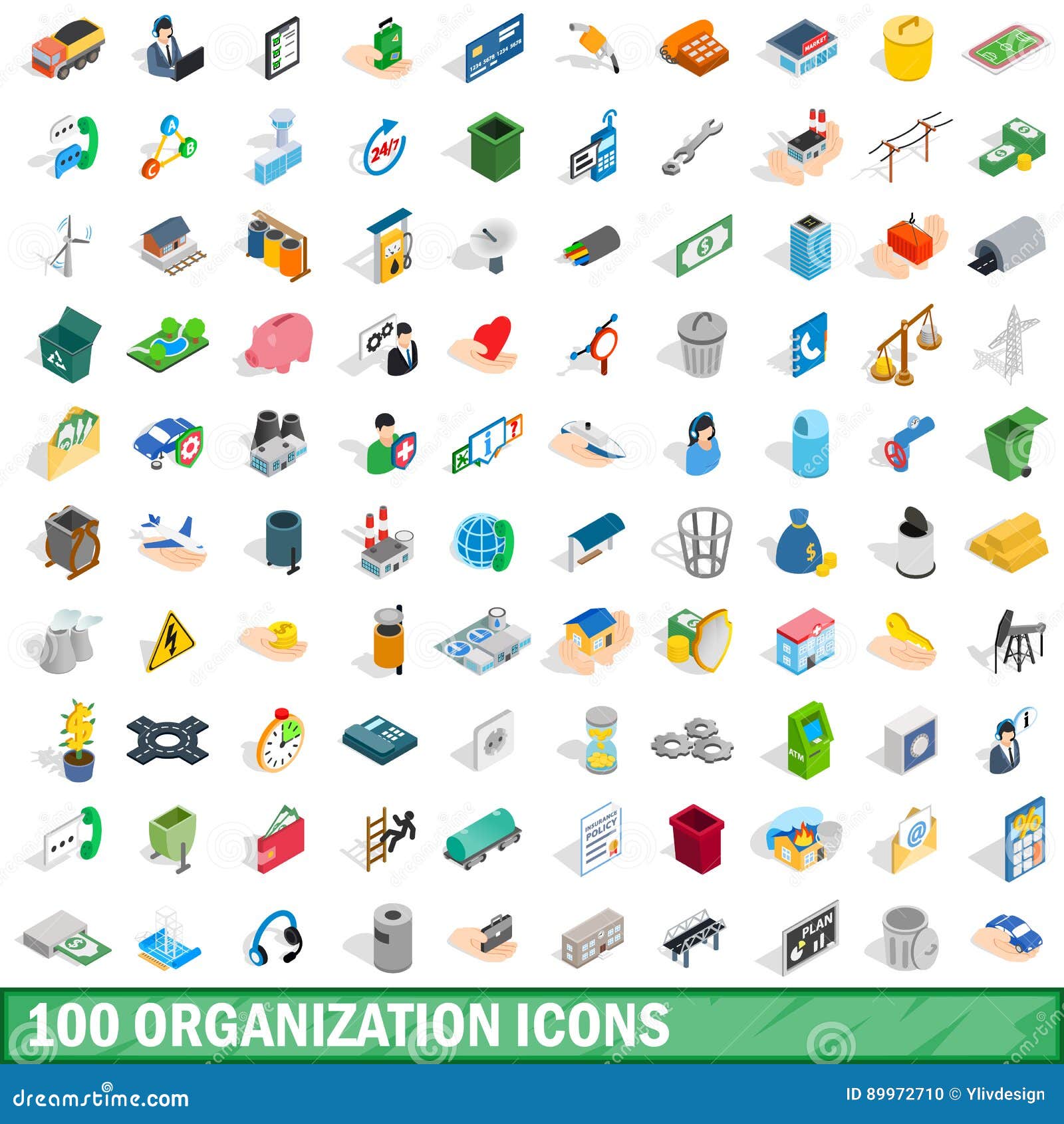 100 Organization Icons Set, Isometric 3d Style Stock Vector ...