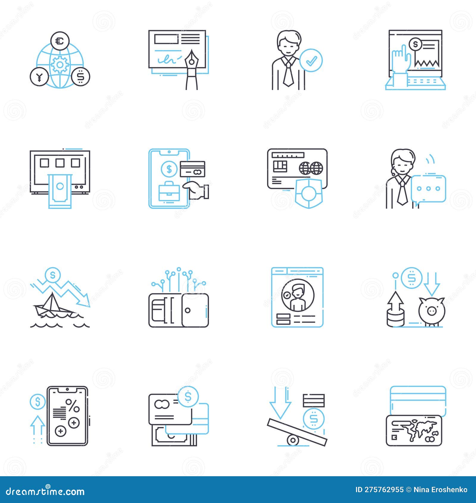 Organization and Management Linear Icons Set. Leadership, Communication ...