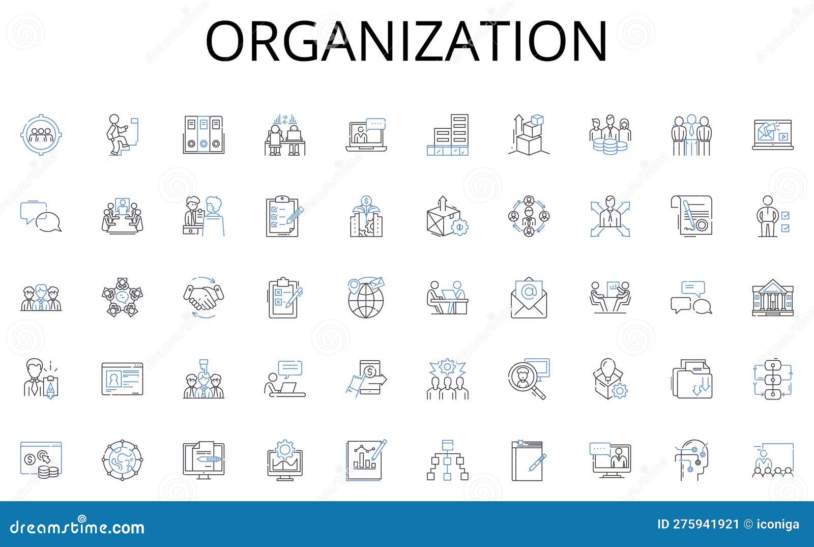 Organization Line Icons Collection. Committed, Devoted, Focused ...