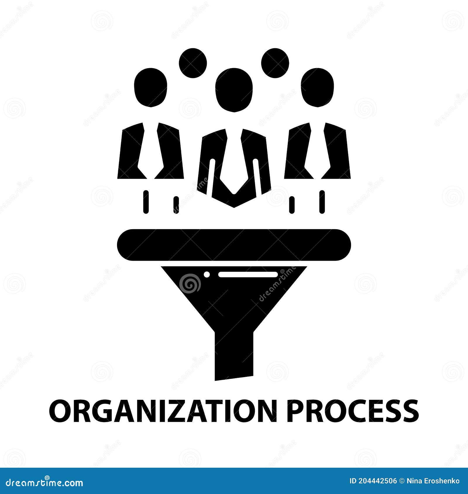 Organization Process Icon, Black Vector Sign with Editable Strokes ...