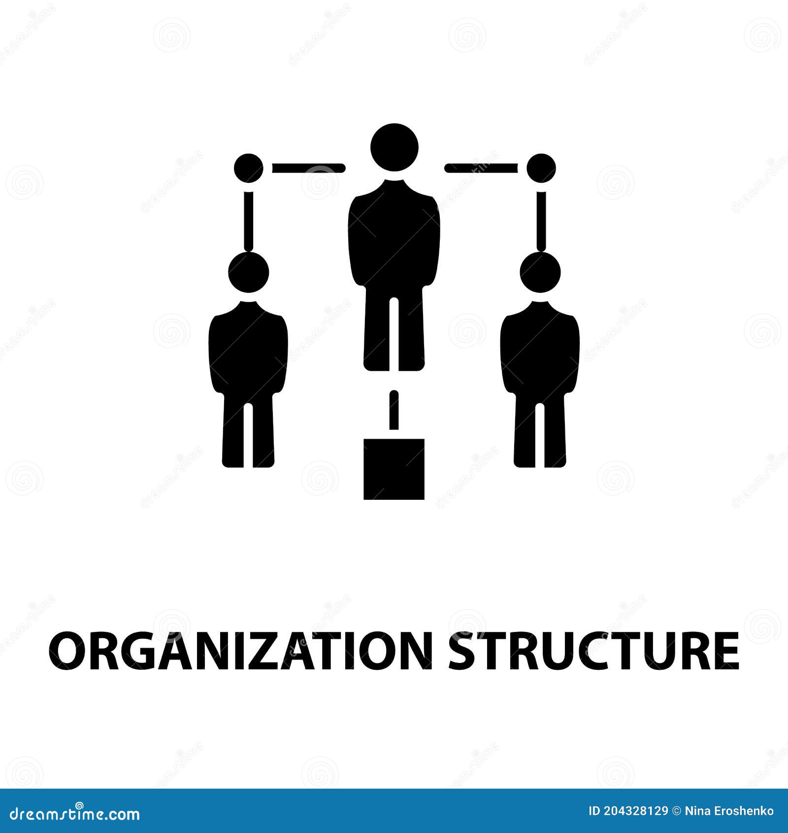 Organization Structure Icon, Black Vector Sign with Editable Strokes ...