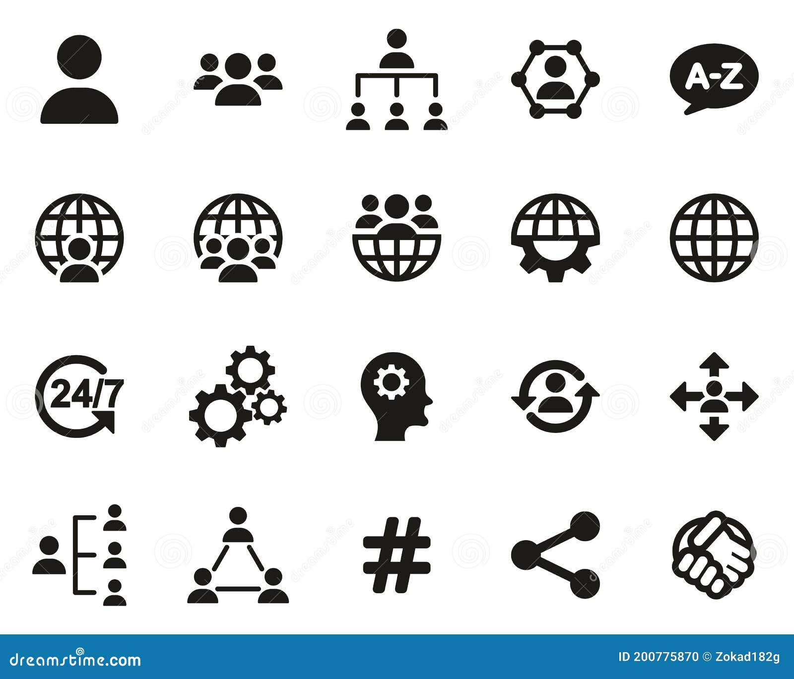 Organization & Structure Icons Black & White Set Big Stock Vector ...