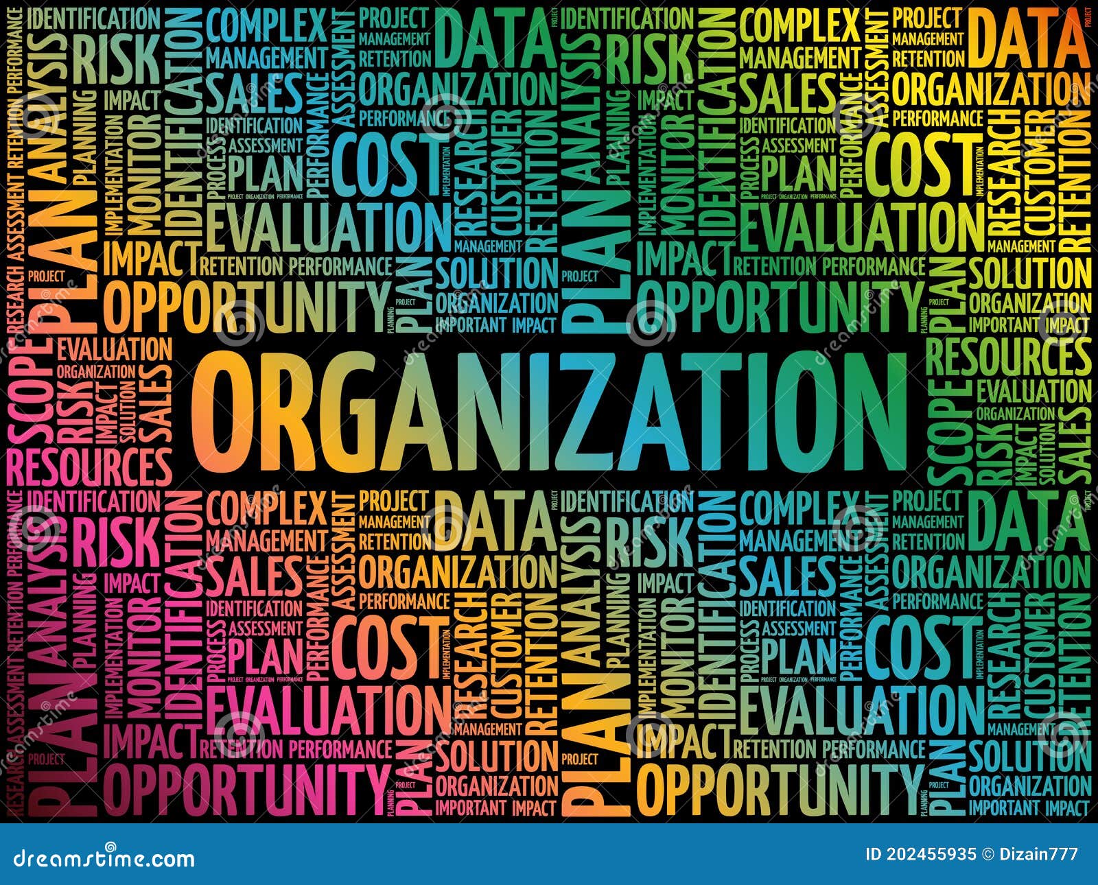 Organization Word Cloud Collage Business Concept Stock Illustration