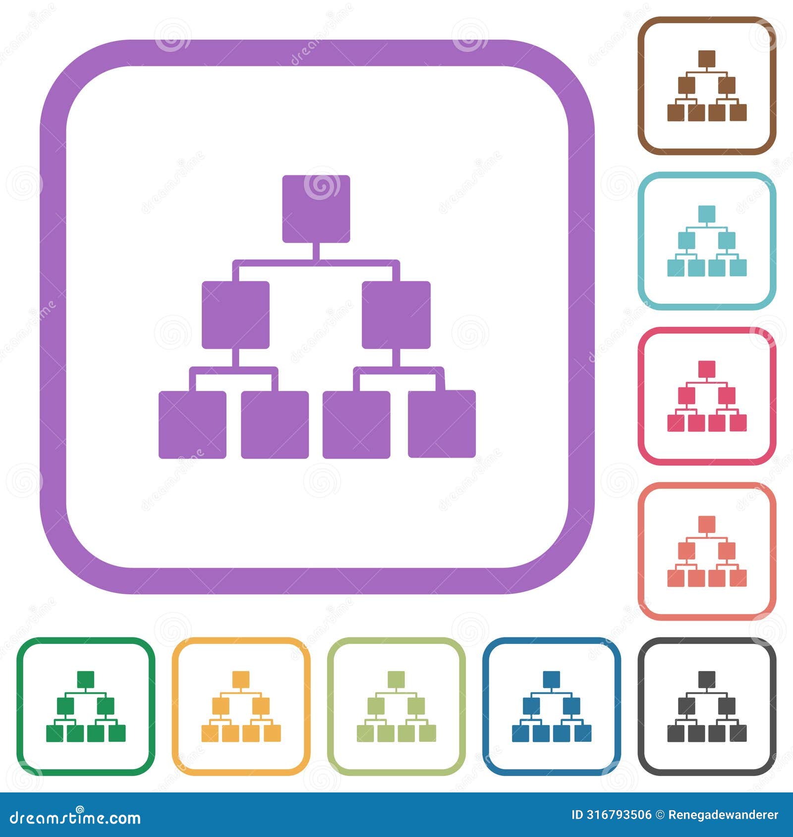 Organizational Chart Down Solid Simple Icons Stock Vector ...