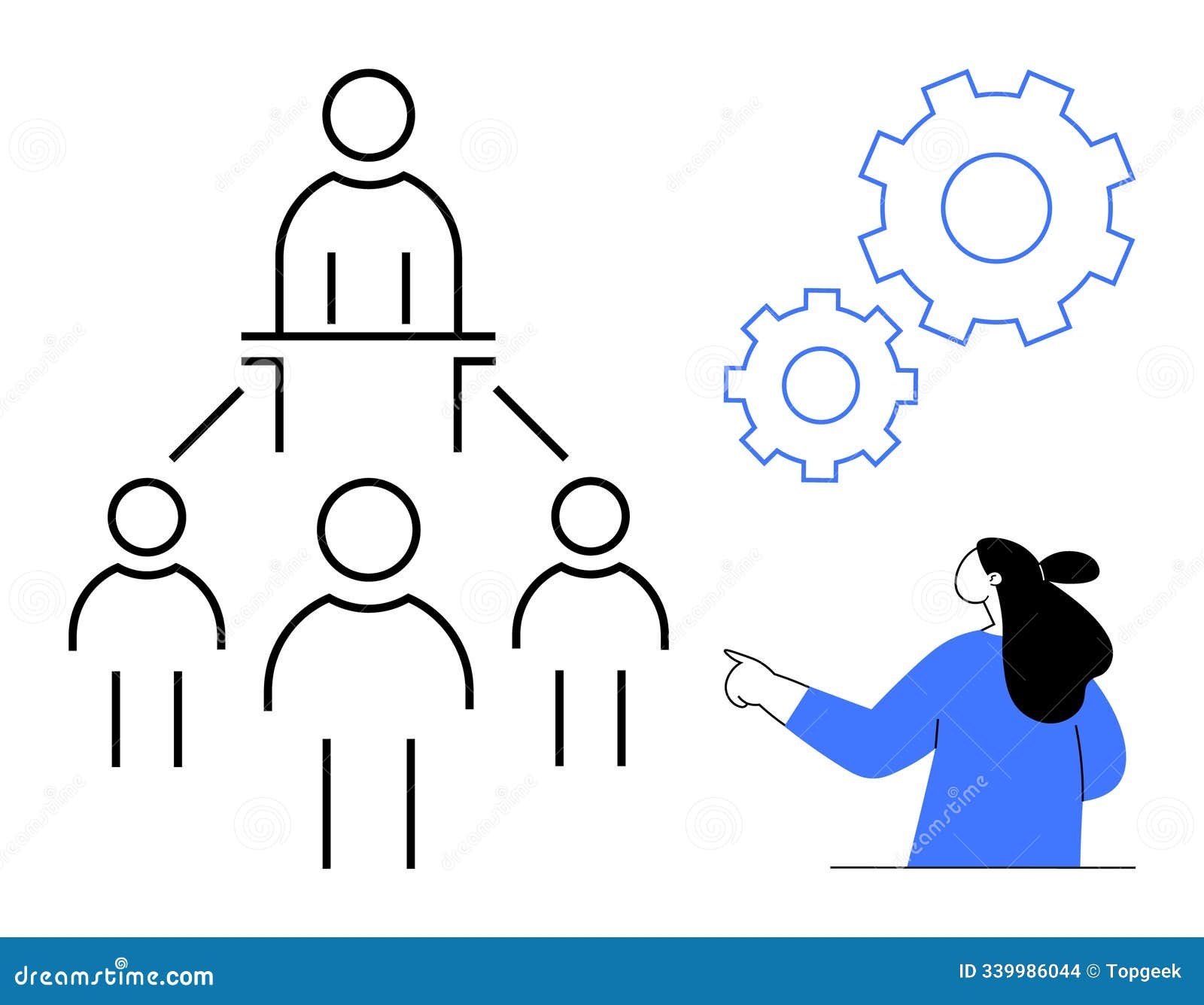 Organizational Hierarchy and Workflow Structure with Team Coordination Stock Illustration ...