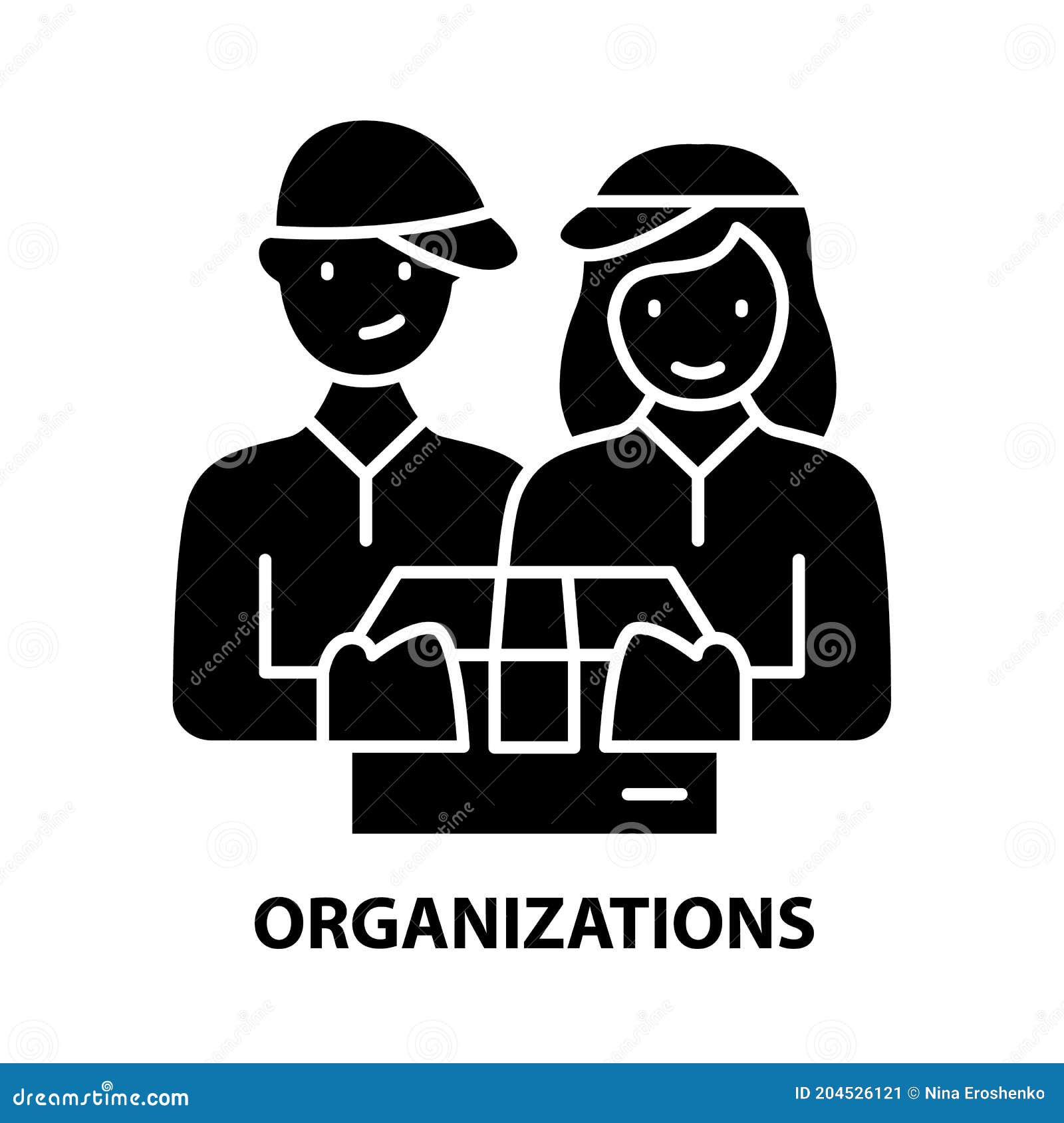 Organizations Icon, Black Vector Sign with Editable Strokes, Concept ...