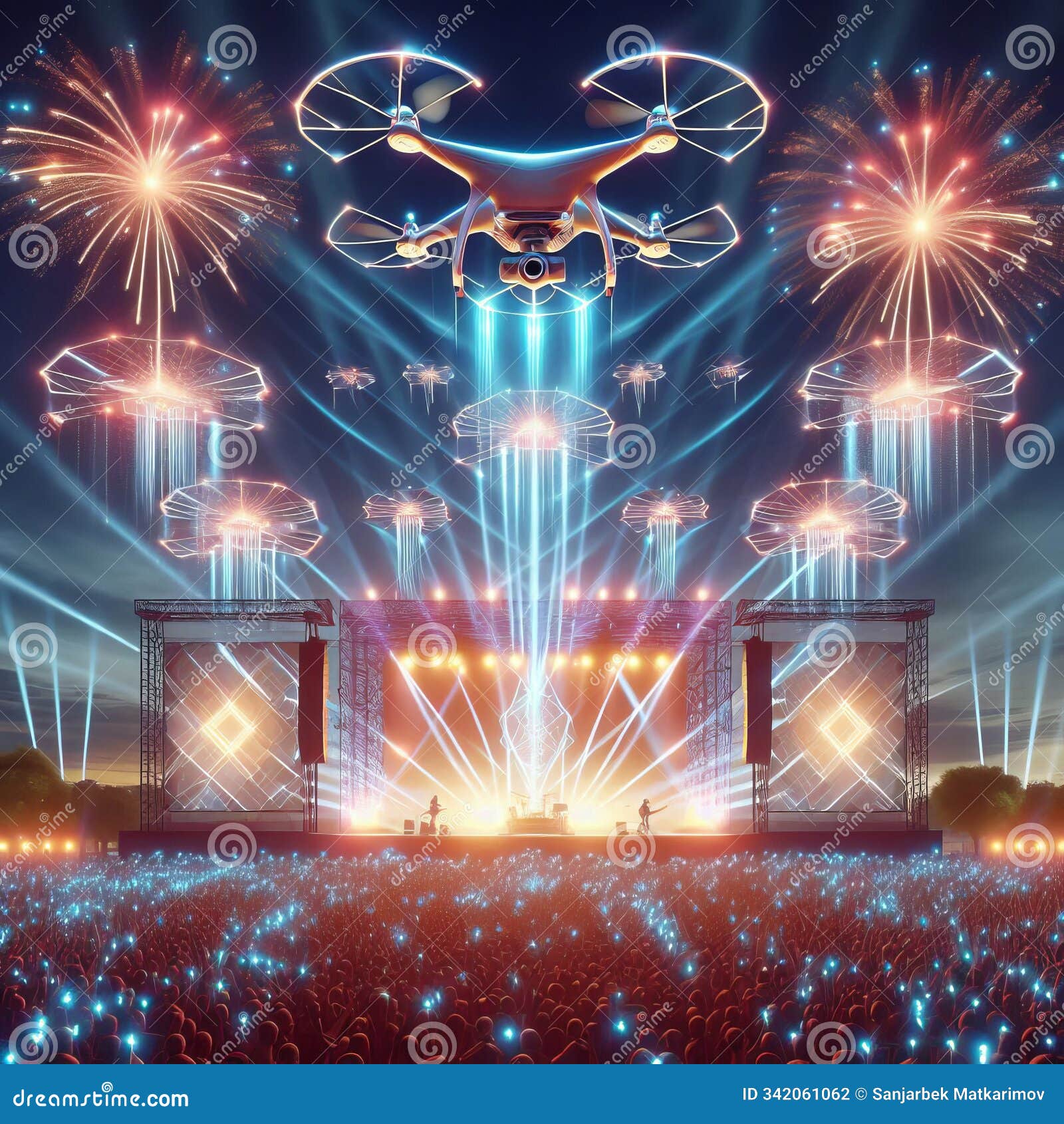 Organize a Drone Light Show Synchronized with Music Drones Equip Stock ...