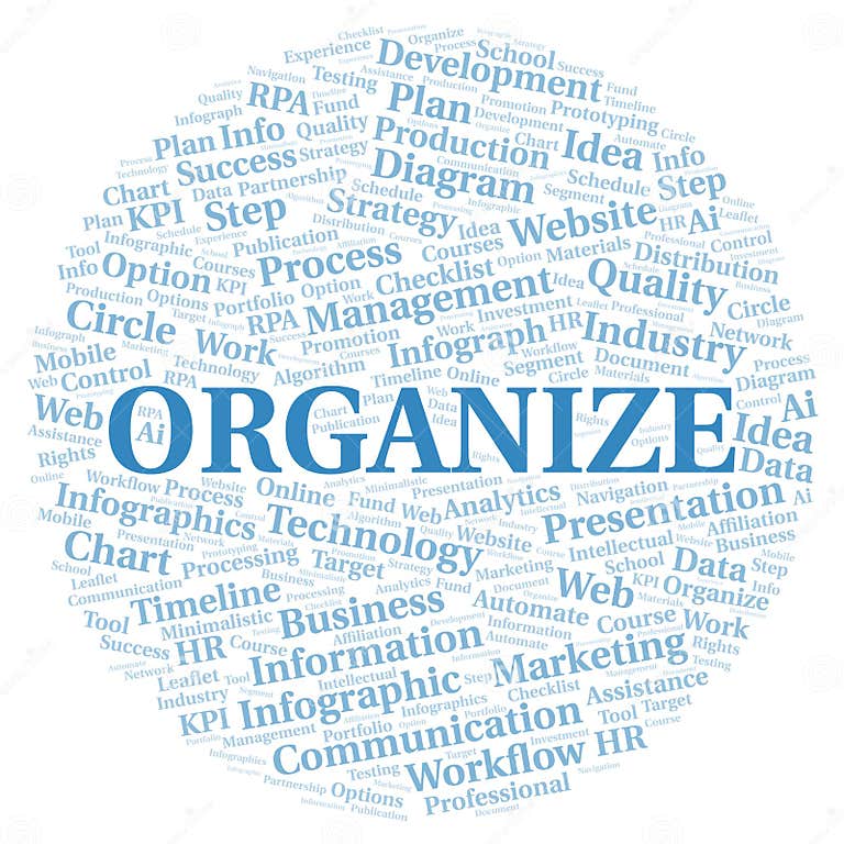 Organize Typography Word Cloud Create with the Text only. Stock ...