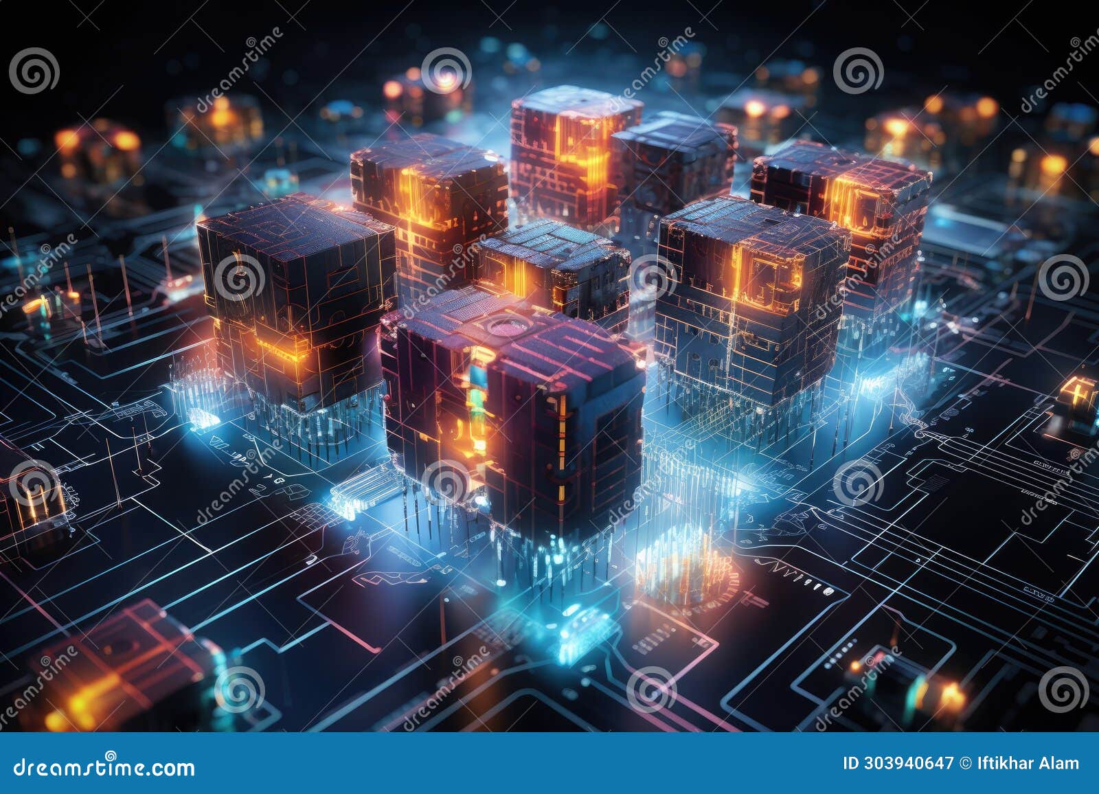 An Organized Arrangement of Assorted Cubes Resting Atop a Circuit Board ...
