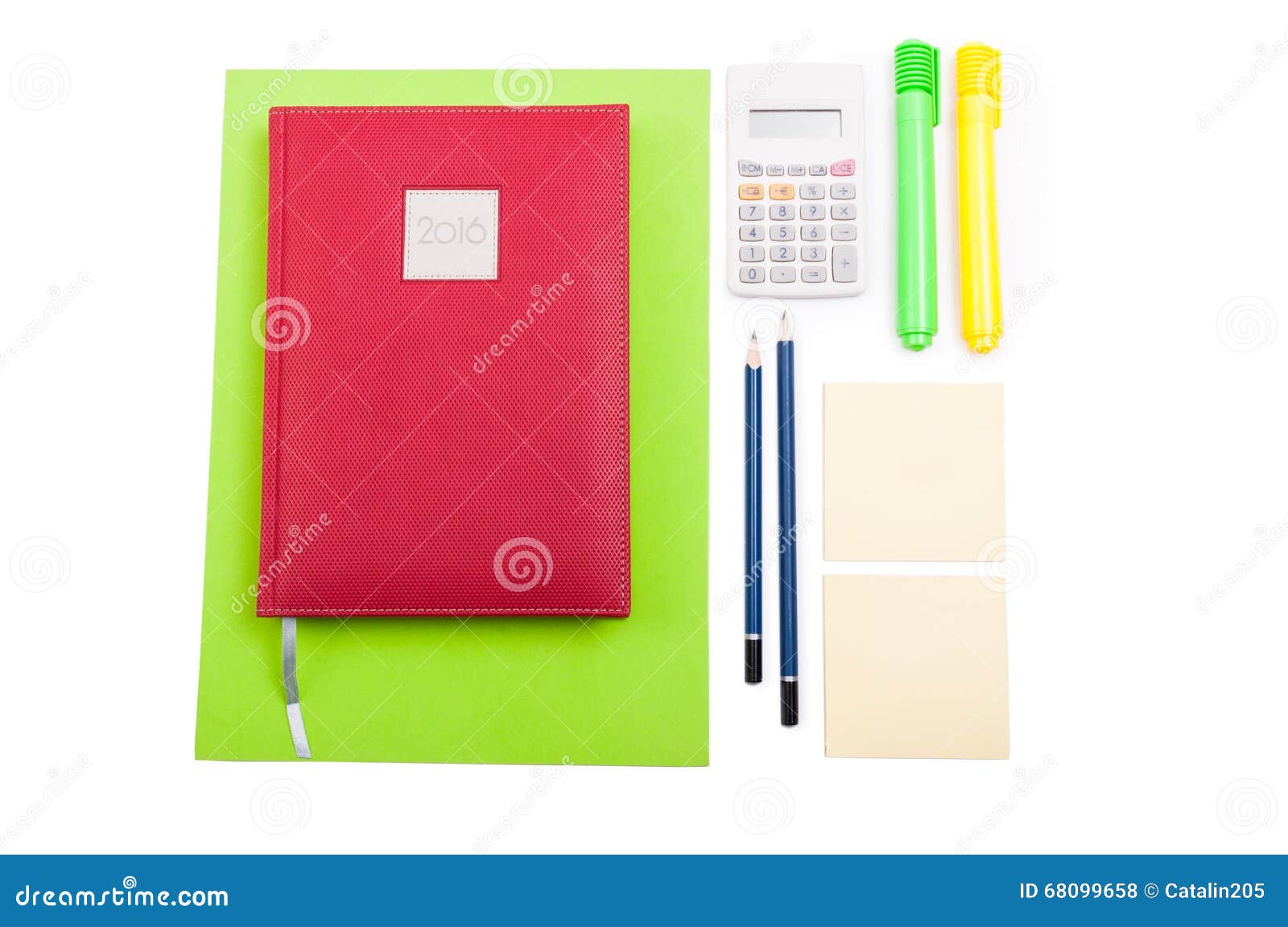Organized Blank Desktop with daily Journal and Office Objects Stock ...