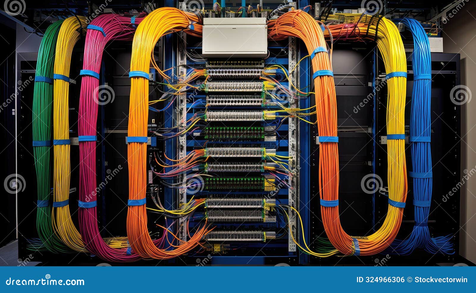 Organized Cabling Installation Stock Illustration - Illustration of ...