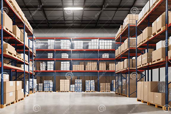 Organized Chaos in a Spacious Warehouse.AI Generated Stock Illustration ...