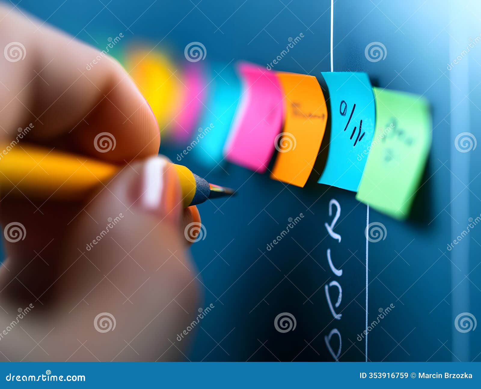 "Organized Chaos: Sticky Notes on Fridge and Desk for Reminders" Stock ...