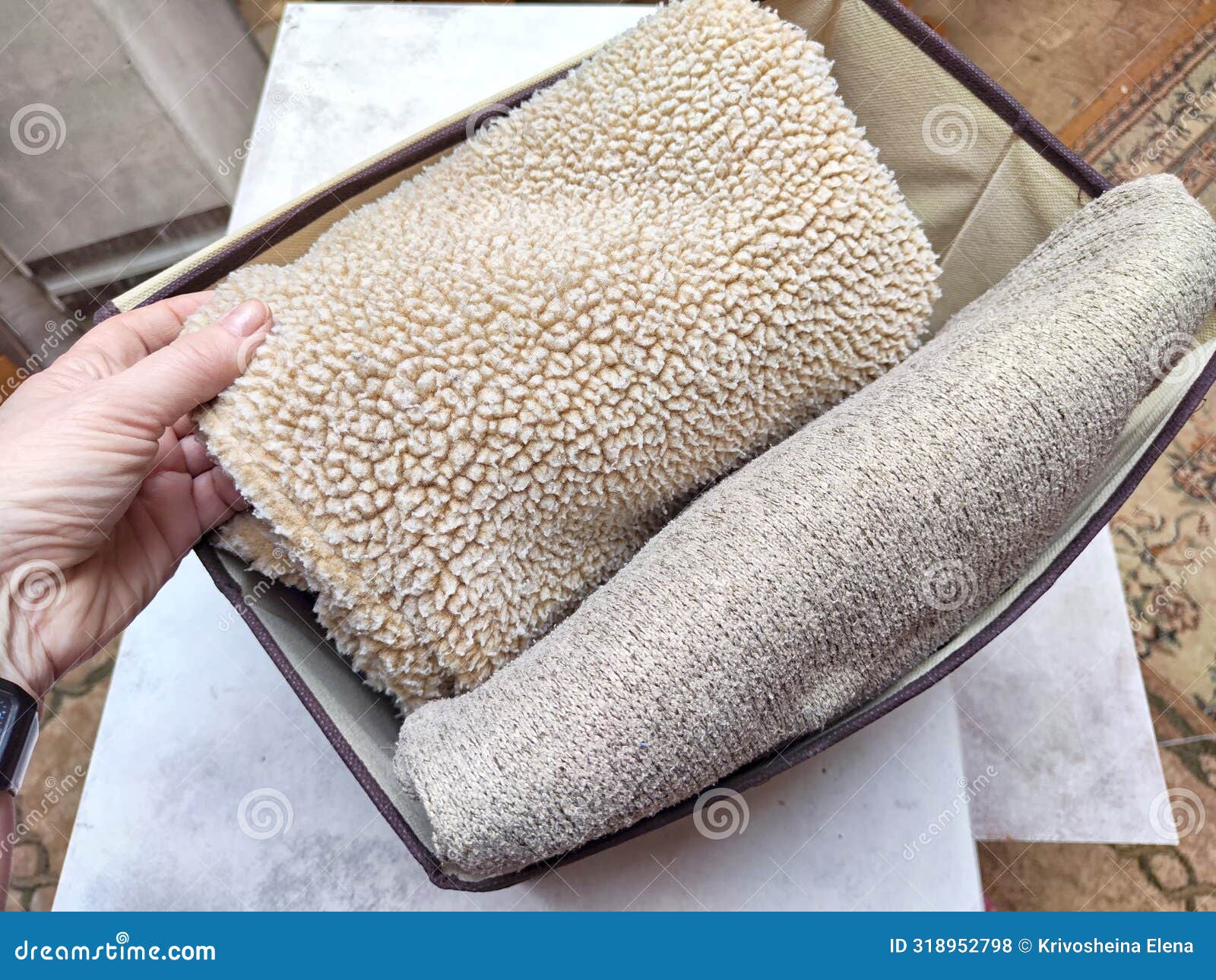 Organized Clothing Storage Using Konmari Folding Method. Neatly Folded ...