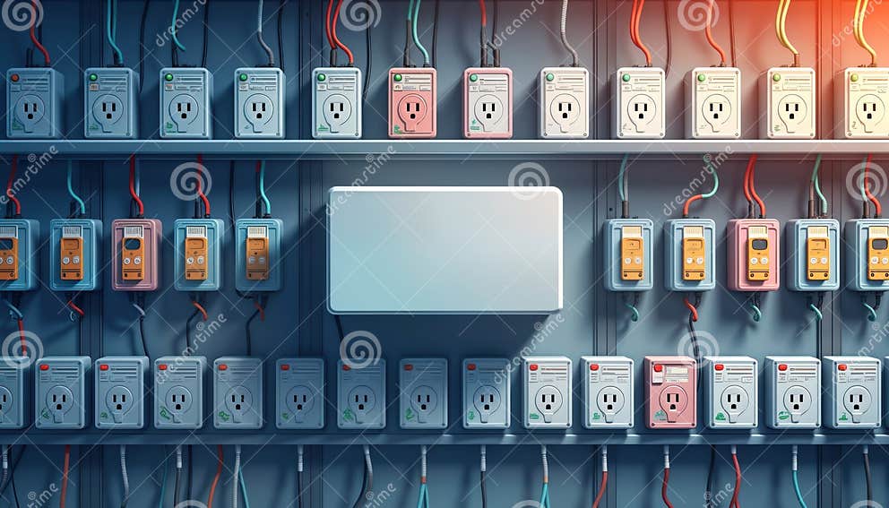 Organized Electrical System with Various Outlets, Boxes. Modern Tech ...